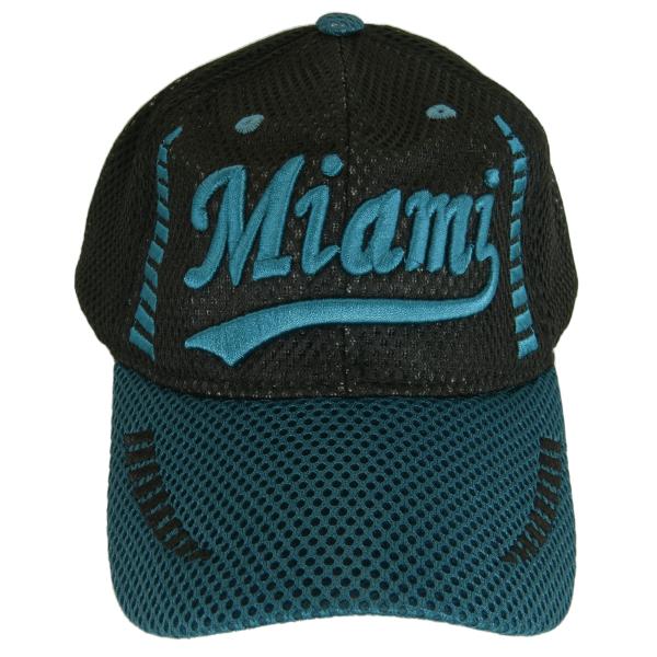 商品名:  Miami City Name Men's Summer Mesh Adjustable Baseball Cap (Black/Teal)ブランド: Generic商品サイズ: One Size商品番号: 色: Black/T...
