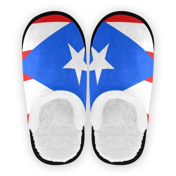 商品名:  Puerto Rico Flag Slippers for Women and Men Travel Slippers Warm Plush Casual House Slippers Lightweight Spa Slipp...