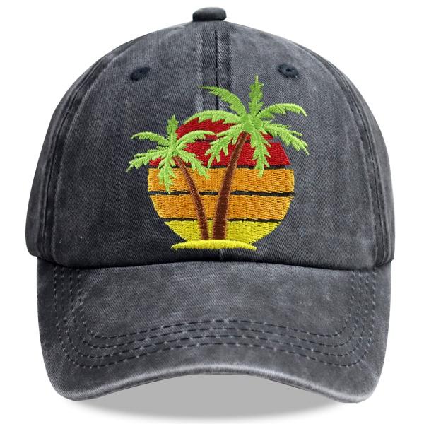 商品名: Tacoesha ヤシの木の刺繍入りベースボールキャップ, ヤシの木の刺繍入りブラック。, One Size Palm Tree Hat, Hawaii Tropical Palm Tree Baseball Cap, Summe...