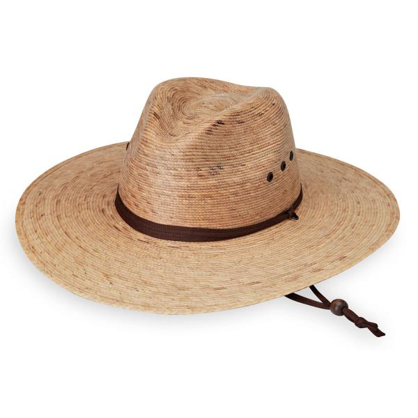商品名:  Wallaroo Hat Company Men’s Baja Fedora ? Natural Wide Brim Straw Hat with Chin Strap and UPF 50+ Sun Protection ? ...