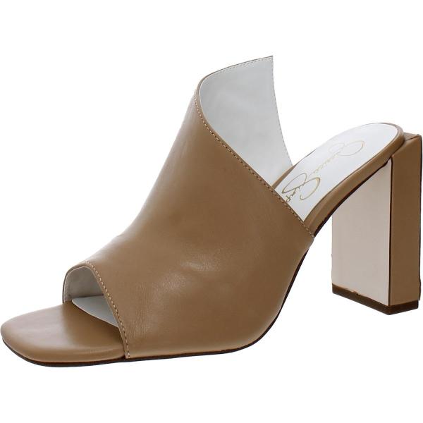 商品名: Jessica Simpson レディース メシア ハイヒール ミュールヒールサンダル, バフ, 6 Jessica Simpson Womens Messia Leather Peep-Toe Heel Sandals Tan ...