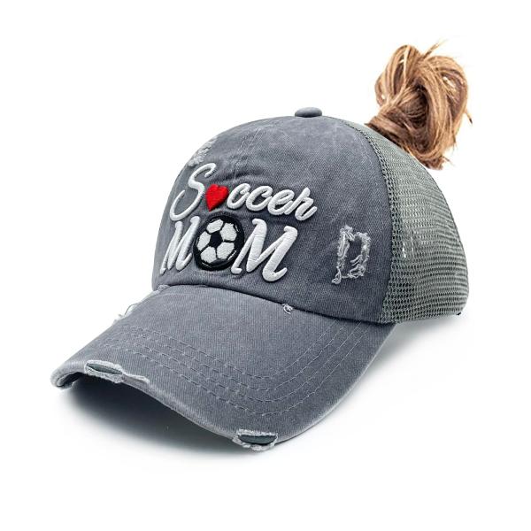 商品名:  Waldeal Soccer Mom Ponytail Hats for Women, Adjustable Distressed Embroidered Mama Messy Bun Ponycap Greyブランド: Wal...