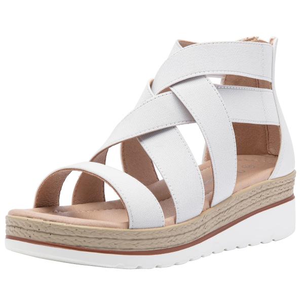 商品名: Jeossy レディース 866 プラットフォームサンダル ウェッジサンダル ストラップサンダル サマーサンダル レディース ジッパー付き, プラットフォーム サマーサンダル-866-ホワイト, 24 Jeossy Women's...
