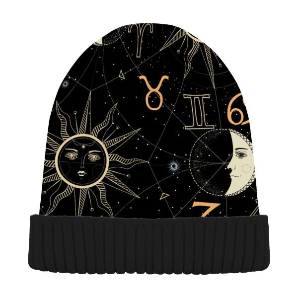 商品名:  ALAZA Horoscope Circle with Zodiac Signs Sun Moon and Stars Beanie for Women Men Winter Hat Reversible Skull Cuffe...