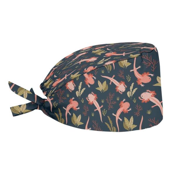 商品名:  UNICEU Adjustable Tie Back Working Hat for Women Men Flower Axolotls Print Breathable Headgear Working Cap with Sw...