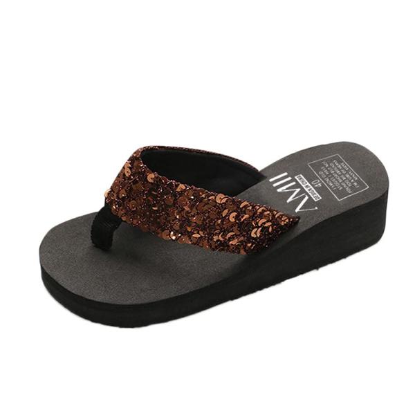 商品名:  Women's Summer Sequins -Slip Sandals Slipper Indoor &amp; Outdoor Flip-Flops Sheep Flip Flop (Coffee, 40)ブランド: Gen...