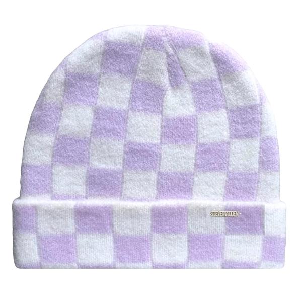 商品名: Steve Madden レディース チェック柄 ビーニー, ラベンダー - ホワイト, One Size Steve Madden Women's Checkered Beanie (Lavender - White)ブランド:...