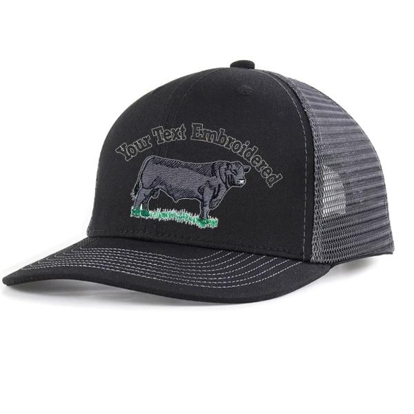 商品名:  Custom Embroidered 112 Trucker Hat Western Farm Animal Cow Cattle Angus Bull for Men &amp; Women Baseball Hat Poly...