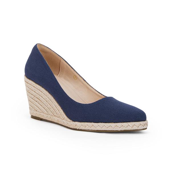 商品名:  Ruanyu Women's Platform Espadrilles Wedge Sandals Slip On Solid Color Pointed Toe Pumps Shoes, Navy, Size 6.5ブランド:...