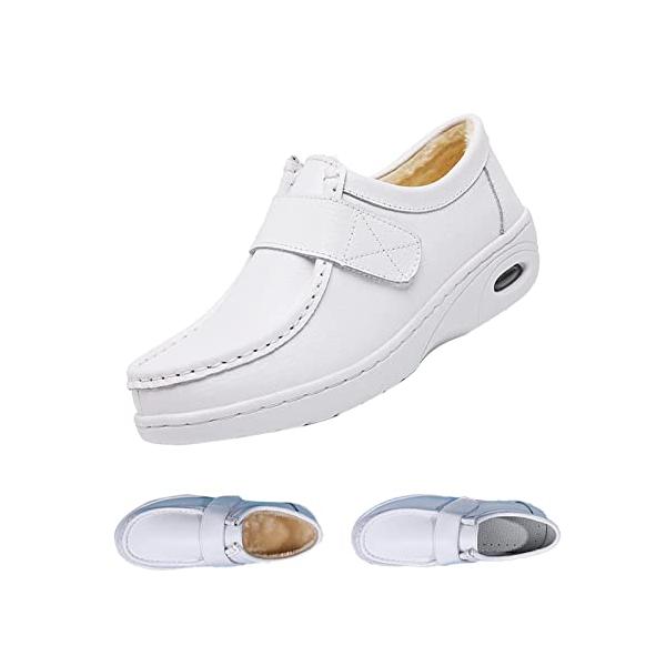 商品名:  Keilinia Women's White Air Cushion Slip-On Nurse Shoes,Casual Leather Comfy Adjustable Orthopedic Wedge Platform L...