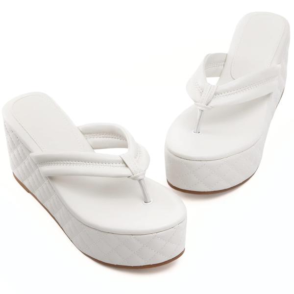 商品名:  Women's Platform Wedge Slides Sandals Open Toe Slip on Flip-Flops Comfort Summer Beach Casual Wedges Shoesブランド: Ju...