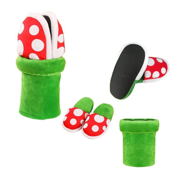 商品名:  LELEBEAR Mushroom Slippers with Holder, Piranha Plant Slippers Funny Plush Slippers with Pipe Pot Holderブランド: LELE...