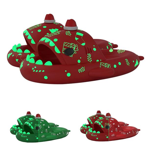 商品名:  LELEBEAR Christmas Shark Slides,Santa Shark Slides,Spooky Shark Slides Glow In The Dark For Men Women,3D Cloudy Sh...
