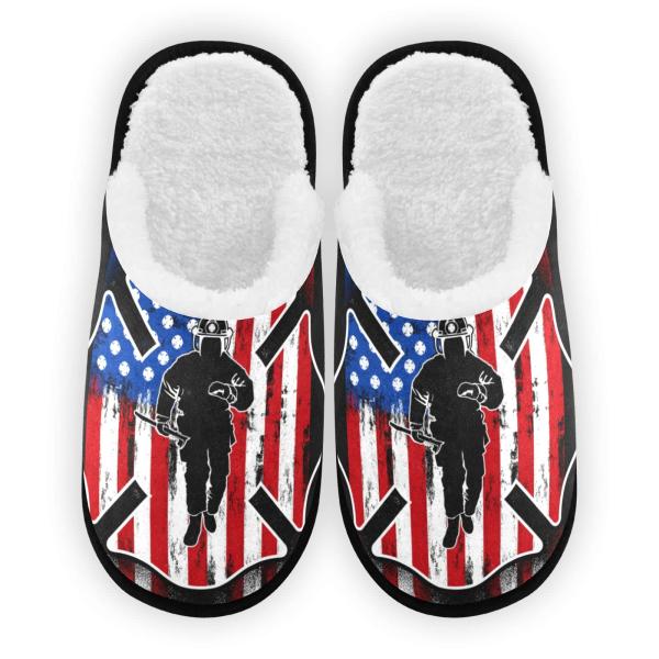 商品名:  Glaphy Firefighter Flag Fireman Usa Flag Slippers Memory Foam Non-Slip House Slippers for Bedroom Hotel Spa Travel...