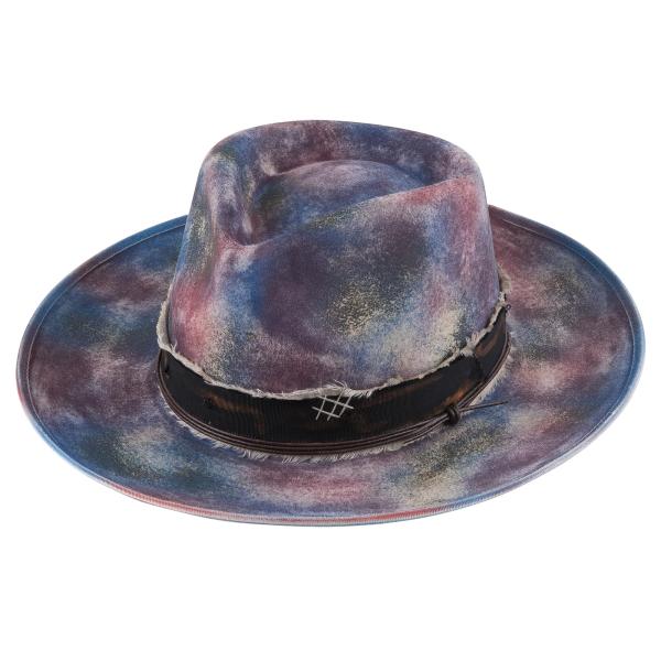 商品名:  Vintage Wide Brim Fedora Hats for Men Women 100% Wool Felt Panama Rancher Hat with Lightning Logo Distressed/Burne...