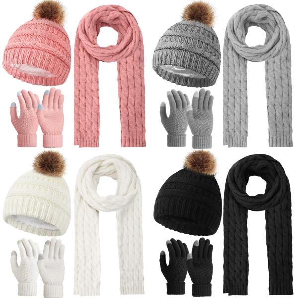 商品名:  Neer 12 Pcs Winter Hat Gloves Scarf Set Women, Knit Pom Beanie Hat Scarf Glove Set for Women Touchscreen Gloves Wi...