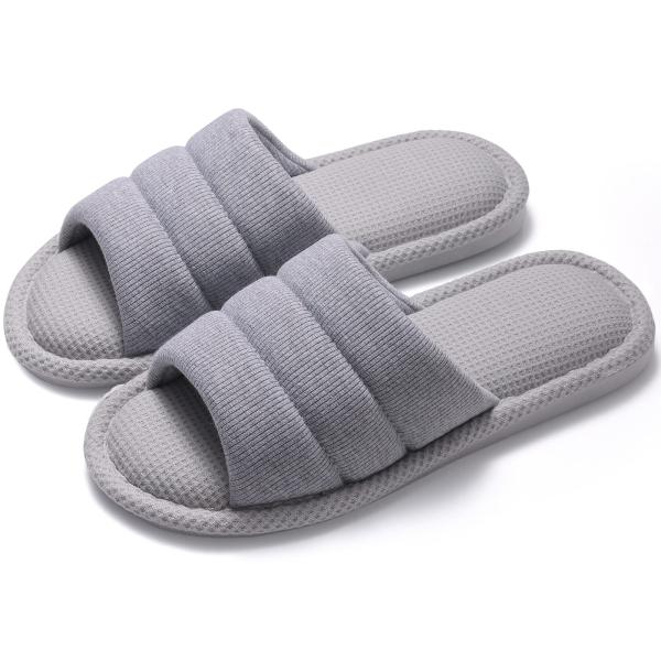 商品名:  shevalues Summer House Slippers for Women Men Breathable Waffle Indoor Slippers Slip-on Open Toe Home Shoes, Grey ...