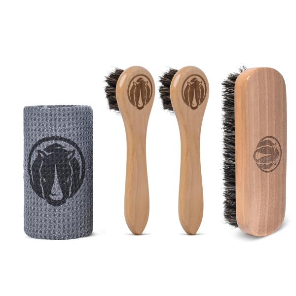 商品名:  Rhino Wax - Shoe and Boot Brush Kit (4 Pcs) - Genuine Soft Horsehair Brush Bristles to Clean, Polish or Shine with...