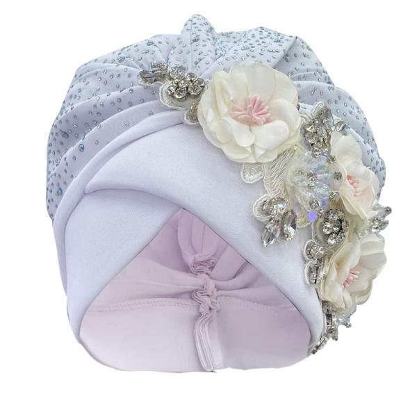 商品名:  Luxurious African Women's Turban Cap Decorated with Rhinestone Bouquets Pleated Head Wraps Female Shinny Muslim Bo...