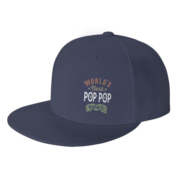 商品名:  World's Best Pop-Pop Flat Brim Hat for Dad Grandpa Funny Gift for Father's Day Daddy Baseball Cap Navy Hat P6ブランド:...