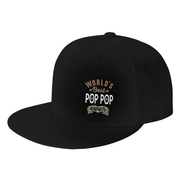 商品名:  World's Best Pop-Pop Flat Brim Hat for Dad Grandpa Funny Gift for Father's Day Daddy Baseball Cap Black Hat P2ブランド...