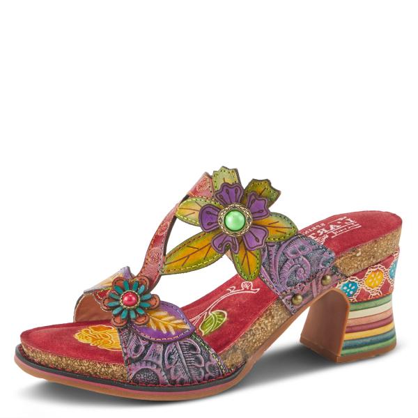 商品名: Spring Step L'Artiste レディース ロージー スライド ハイヒール サンダル, レッドマルチ, 7.5-8 Spring Step L'Artiste Women's Rossie Slide High Hee...