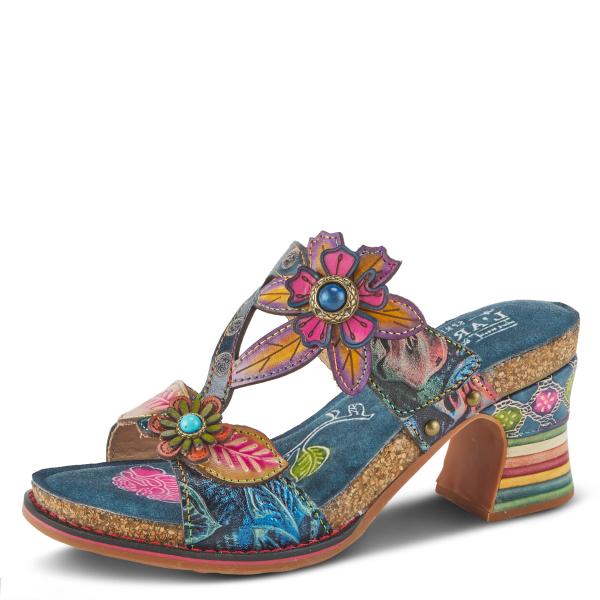 商品名: Spring Step L'Artiste レディース ロージー スライド ハイヒール サンダル, ネイビーマルチ, 24.5 Spring Step L'Artiste Women's Rossie Slide High Hee...