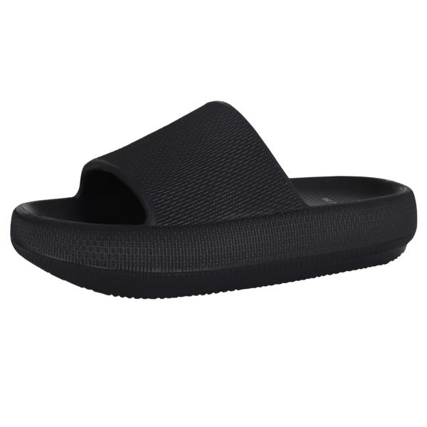 商品名:  shevalues Pillow Soft Slide Sandals for Women Men Non-Slip Shower Shoes Bath Slippers Summer Beach Slides, Black 1...