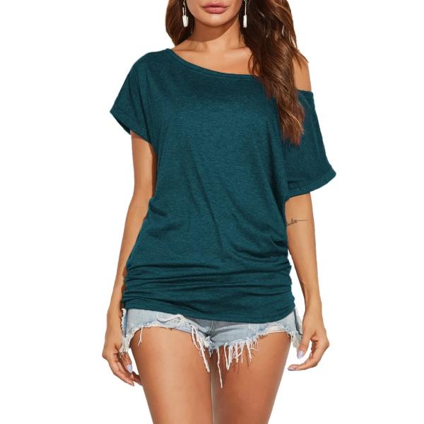 商品名:  Women T Shirts Short Sleeve Tees Plain Tops Loose Fit Tunic Bluish Green Lブランド: Poetsky商品サイズ: Large高さ: 26.797cm横幅:...