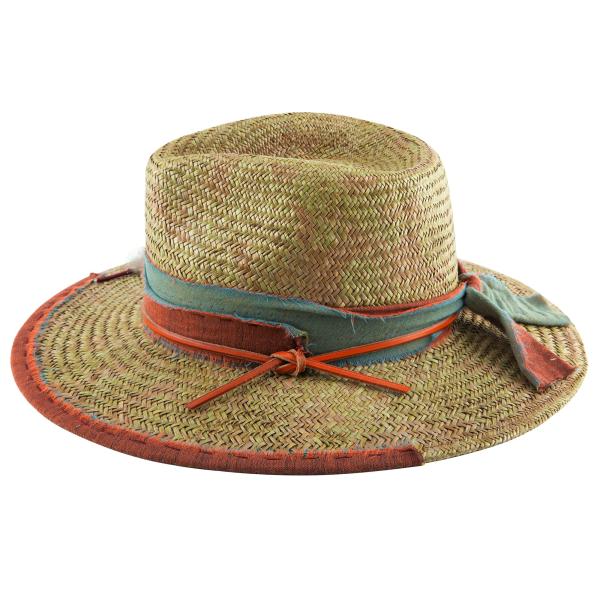 商品名:  Vintage Wide Brim Straw Fedora Hat with Feathers for Men Women Classic Rancher Panama Hats Beach Sun Hats Distress...
