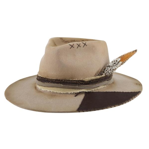 商品名:  RUEDIGER Wide Brim Fedora Hats for Men Women 100% Wool Felt Panama Rancher Hat with Lightning Logo Distressed/Burn...