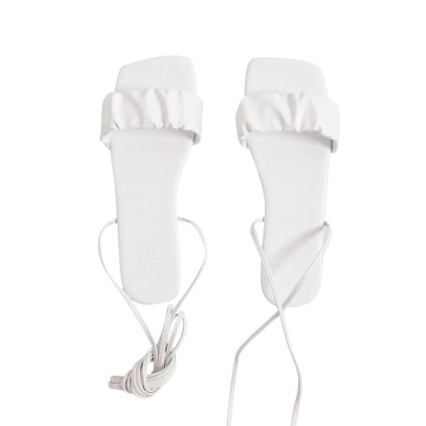 商品名: WDIRARA レディース レースアップ クリスクロス オープントゥ サマーフラットサンダル, ホワイト, 7 WDIRARA Women's Lace Up Sandals Open Toe Criss Cross Summer...