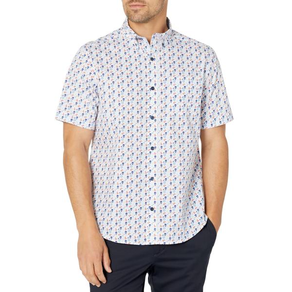 商品名:  Johnston &amp; Murphy Men's Printed Cotton Short-Sleeve Shirt - Blue Pirateブランド: Johnston &amp; Murphy商品サイズ: X-Lar...