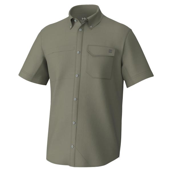 商品名:  HUK mens Tide Point Solid Short Sleeve Shirt, for Men Button Down Shirt, Moss, Medium USブランド: HUK商品サイズ: Medium高さ: ...