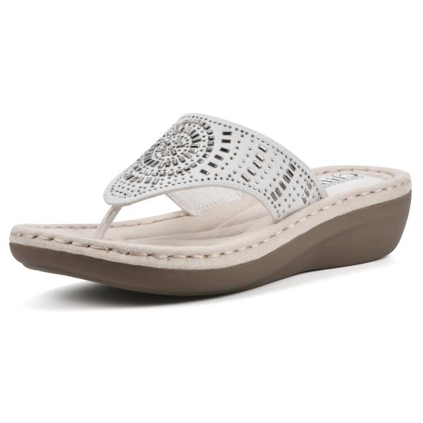 商品名:  CLIFFS BY WHITE MOUNTAIN Women's Cienna Wedge Sandal, White/Fabric, 9 Wブランド: CLIFFS BY WHITE MOUNTAIN商品サイズ: 9 Wide...