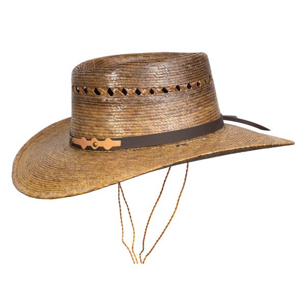 商品名:  MexART Mexican Palm Leaf Cowboy Hat Dark Natural Straw Wide Brim with Chin Strap Sombrero Baquero de Palma Oscuro ...