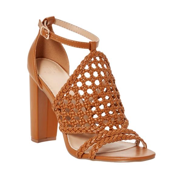 商品名:  JustFab Lorelai Caged Camel Womens Heels - The Perfect Womens Shoes Dressy Casual Style, Open Toe Block Heel, Wome...
