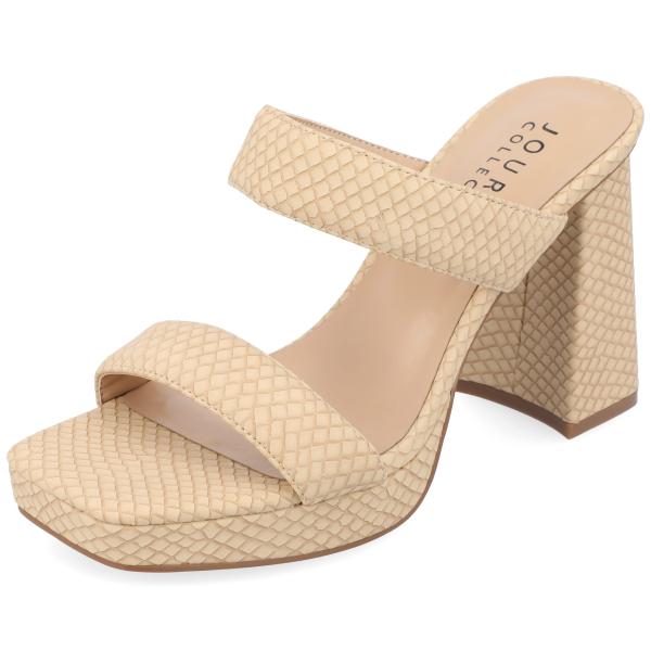 商品名: Journee Collection レディース Jaell サンダル, タン, 24.5 Journee Collection Womens Jaell Multi Strap Covered Block Heel Platfo...