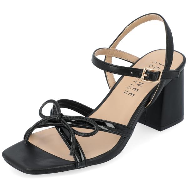 商品名: Journee Collection レディース Issmia サンダル, ブラック, 24 Journee Collection Womens Issmia Two Tone Covered Block Heel Multi S...