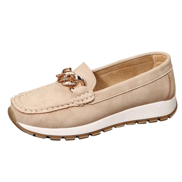 商品名:  Womens Flats Shoes 2023 Casual Artificial Leather Solid Thick Sole Slip On Lazy People Round Toe Shoes Walking Loa...