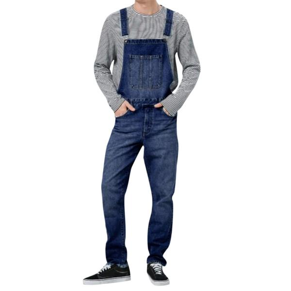 商品名:  Men's Ripped Jeans Jumpsuits Skinny Washed Denim Bib Overalls Destroyed Frayed Slim Fit Jean Suspender Pants(Dark ...