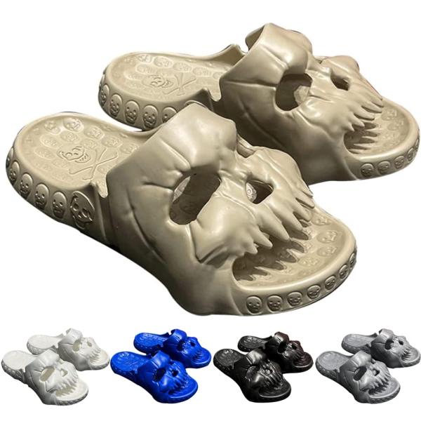 商品名: soputry スカルデザイン シングルバンドスライド 2023 スカルデザイン Could Slippers EVA 厚底 カップル ビーチサンダル ユニークなノンスリップスリッパ レディース メンズ ホーム 屋内 屋外, ベー...