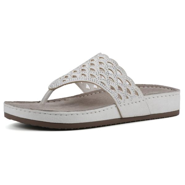 商品名: CLIFFS BY WHITE MOUNTAIN レディース ホファード ミニウェッジサンダル, ホワイト/スエード。, 11 CLIFFS BY WHITE MOUNTAIN Women's Hoffard Mini Wedge...