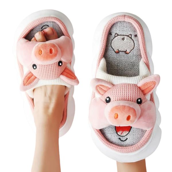 商品名:  Caramella Bubble Women Cute Pig Slippers: Open Toe Summer Funny Bedroom Animal Slippers Memory Foam Home Novelty S...