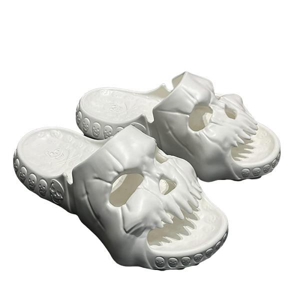 商品名:  Skull Design Single Band Slides, 2023 New Skull Design Slippers EVA Thick Bottom Couple Beach Sandals, Unique Non-...