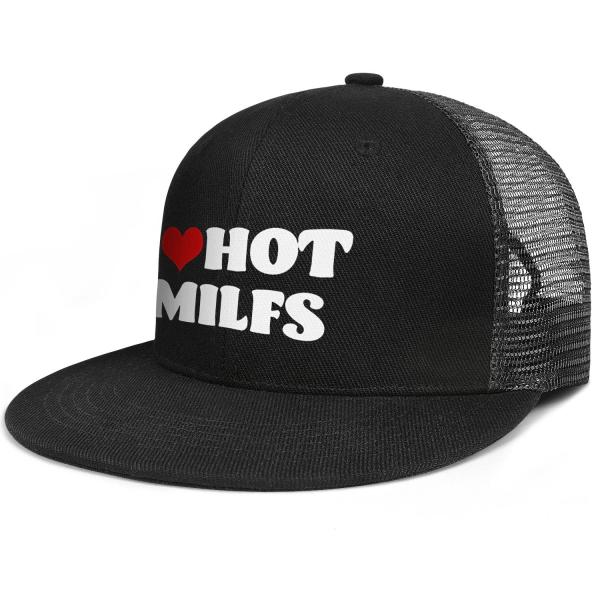 商品名:  Funny Words Snapback Caps for Men Women - I Love Hot Milfs - Mesh Flatbrim Funny Ball Hat Adjustable Blackブランド: Ge...