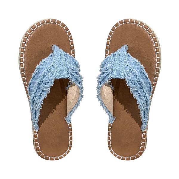 商品名:  DDAPJ pyju Womens Flat Espadrilles Sandals Denim Cloth Beach Flip Flops Summer Casual Slides Sandals Walking Trave...