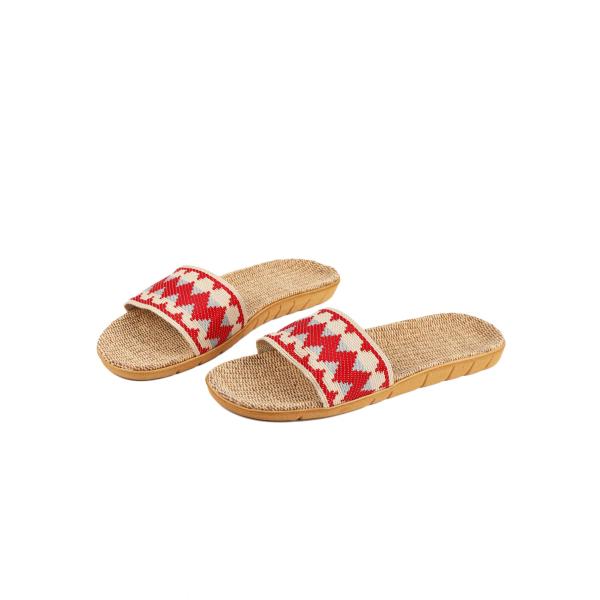 商品名: WDIRARA シェブロンパターン ボーホー オープントゥ サンダル ビーチ スリップオン フラットサンダル スリッパ, レッド, M WDIRARA Chevron Pattern Boho Open Toe Sandals B...