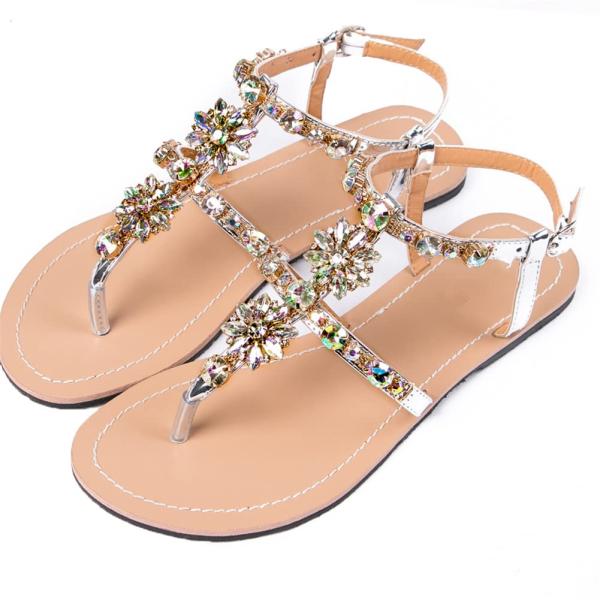 商品名: [Youllyuu] 女性の夏のダイヤモンドひもサンダルビーチシャイニングクリスタルフリップフロップ靴自由奔放に生きる T ストラップスリッパプラスサイズ シルバー 16 Youllyuu Women Summer Diamond...