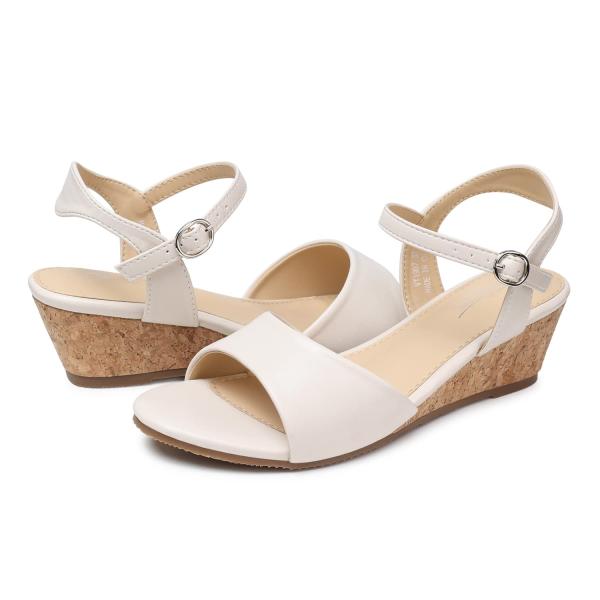 商品名:  SHIBEVER Women Wedge Comfortable Sandals: Womens Platforms Summer Comfort Sandals Casual Beige Dressy Sandal size ...